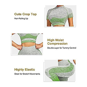 JOYMODE womens workout sets High Waist gym sets for women 2 piece compression workout sets Seamless Leggings Crop Top ropa deportiva para mujer