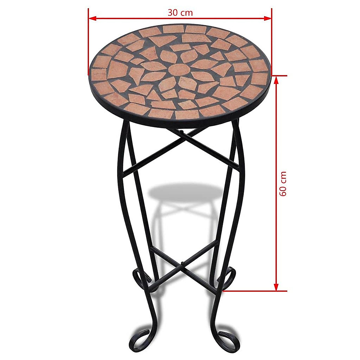 Keketa Mosaic Side Table Plant Table Terracotta for Patio,Bistro,Bar