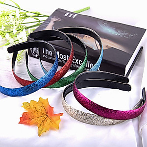 Duufin 20 Pieces Glitter Headbands Colorful Plastic Headbands with Teeth Sparkle Headbands for Girls and Women, 20 Colors