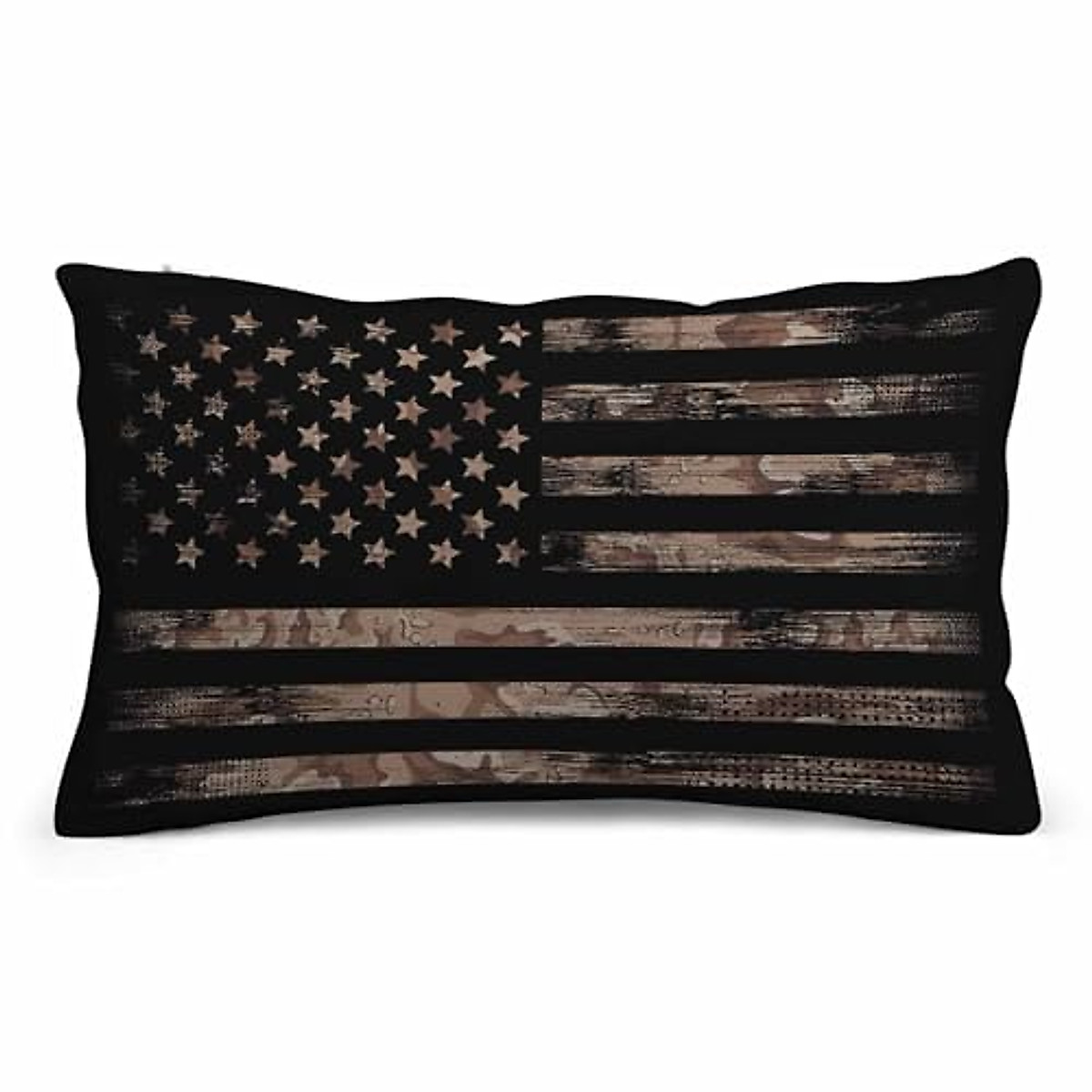 VERSUSWOLF Throw Pillow Cover American Flag with Desert Camouflage Backdrop Rectangular Sofa Pillow Case Cushion cover for Home Couch Bed Decor 14x20 Inch