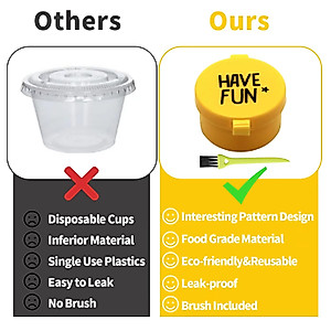 Elykorrne 8 Pack Salad Dressing Container To Go, 0.9oz Small Sauce Containers, Plastic Condiment Containers with Lids, Reusable Condiment Cup Leak-proof for Lunch Bento Box Kids (Circular-2)