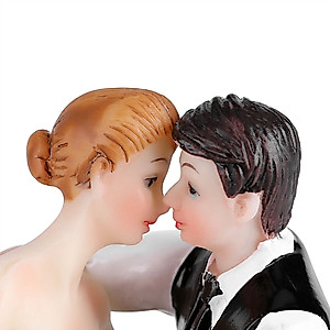 BORDSTRACT Funny Wedding Cake Toppers, Romantic Bride and Groom Shape Resin Figurine, for Wedding Proposal Banquet Party Decor