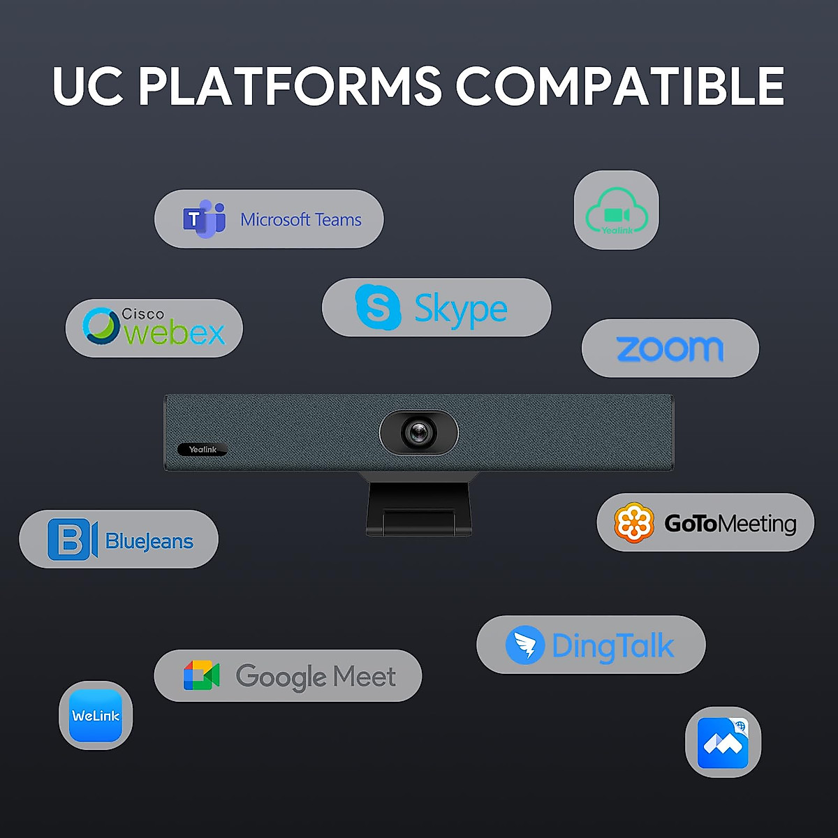 Yealink 4K USB Video Conference Camera - 120° Wide Angle, Microphone, Speaker, Auto Framing, For PC Meetings, Microsoft Teams & Zoom