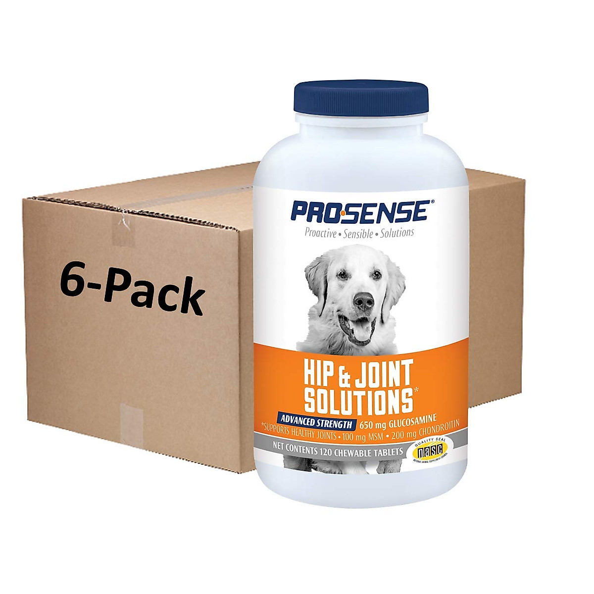ProSense Advanced Strength for Dogs Glucosamine Chew Tablets, Hip and Joint Solutions (1 CASE of 6 Individual Packs of 120 Count)