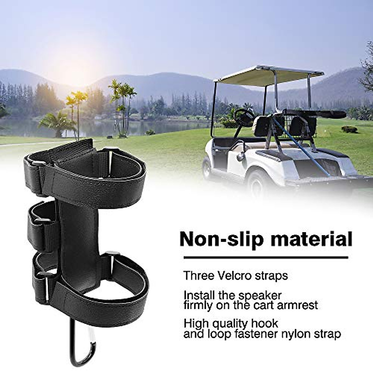 OAONY Portable Speaker Mount for Golf Cart Railing Bike or Boat -Waterproof Outdoor Adjustable Strap for Most Bluetooth Wireless Speakers Attachment Accessory Holder Bar Rail