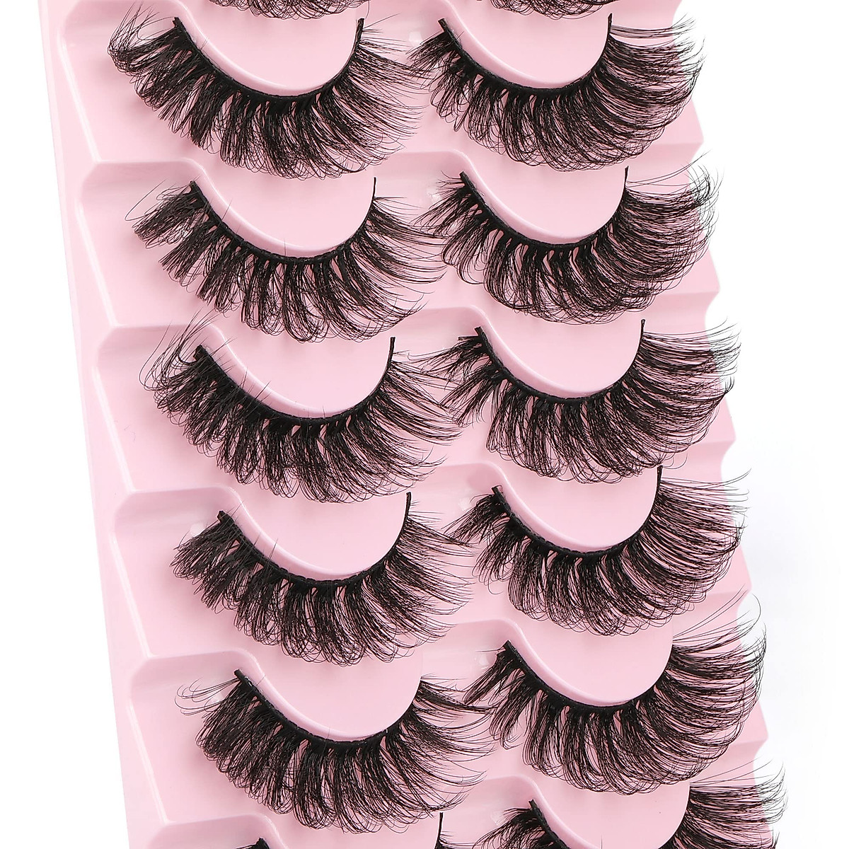 Mink Eyelashes 20mm Cat Eye Lashes Fluffy Mink Lashes Pack Wispy Natural D Curl Volume Strip False Eyelashes 7 Pairs Fox Eye by HeyAlice (HY1)