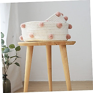 ABOOFAN Storage Basket Boho Basket Storage Shelf Clothes Container Shelf Storage Rack Woven Laundry Baskets Sundry Cosmetic Storage Holder Shelf Basket Pink To Weave Cotton