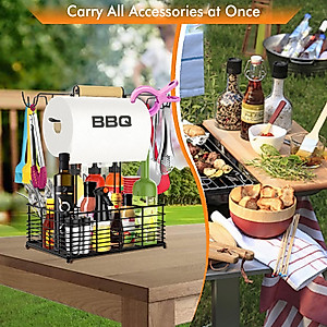 Concons Grill Caddy, BBQ Caddy for Outdoor Grill, Camping Essentials, Camping Accessories, Outdoor Kitchen BBQ Grill Accessories for Camper, Tailgate Essentials, Grilling Gifts for Men