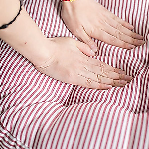 Striped Chair Cushion Round Floor Pillow,Thickened Seat Cushion Canvas Fabric Pearl Cotton Filled Inner Core,Home Office Soft Chair Cushions 17'' Blue