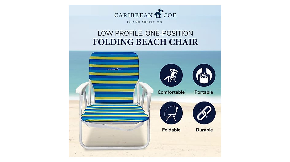 Caribbean Joe Folding Beach Chair - Lightweight & Portable Outdoor Chair