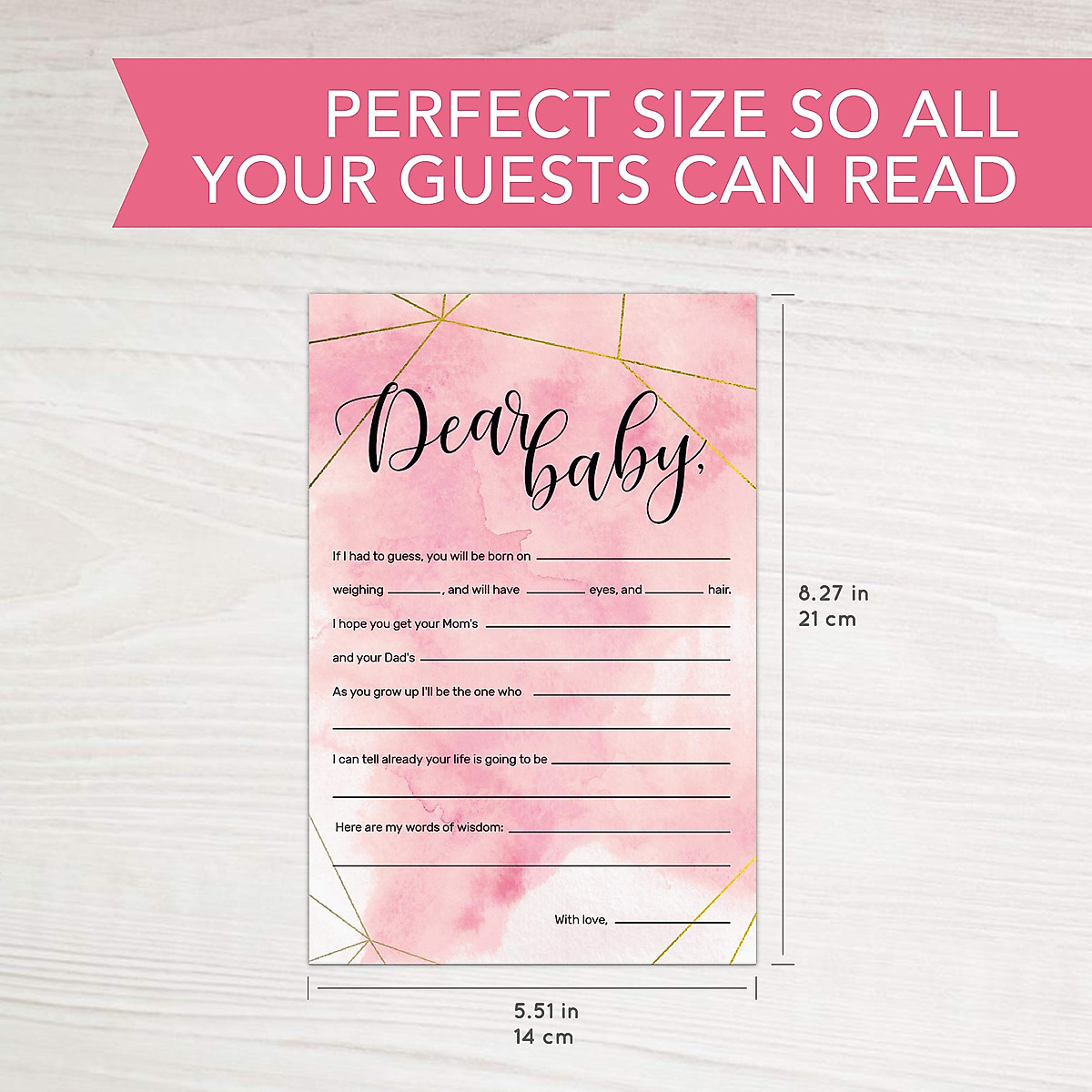 30 Pack Baby Shower Advice Cards. Watercolor Baby Shower Games. Baby Prediction and Advice Cards for Girl Baby Shower.