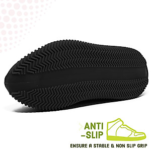 BOVAI - Waterproof Shoe Covers Reusable Rain Shoe Cover Silicone Magic Shoe Running Cover Work Rubber Protector (Large, Black)