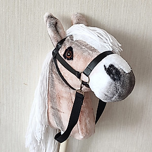 Cute realistic hobby horse on a stick with bridle - Plush hobbyhorse