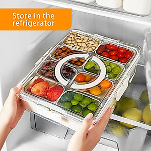 Kinnsto Snackle Box Container Meal Prep Divided Portion Serving Platters and Trays with Lid Handle Reusable Vacation Camping Travel Beach Essentials Food Fruit Veggie Organizers and Storage for Fridge