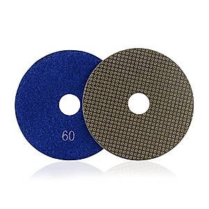 4" Electroplated Diamond Polishing Pads 60 Grit - Wet Dry Sanding Tile Stone Marble Granite Concrete Ceramics Glass