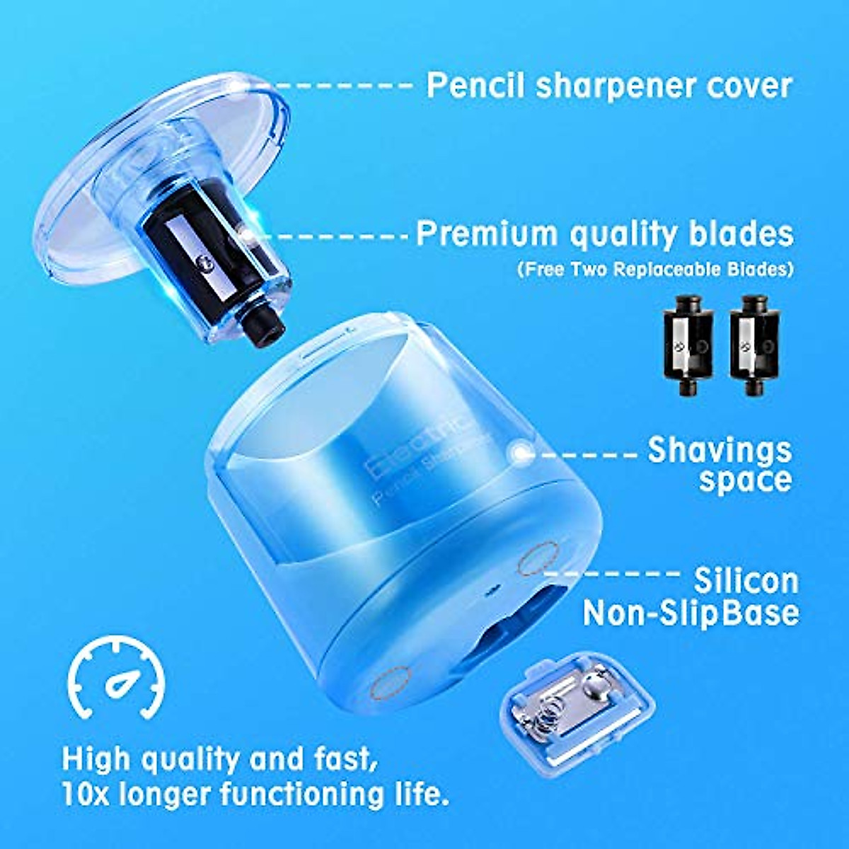 Electric Pencil Sharpener, Small and Portable Pencil Sharpener for NO.2 Pencils and Colored Pencils, Auto Feature and Durable for Classroom, Home and Office, USB Cable Included