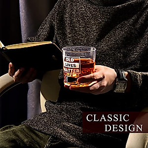 PONPUR Grandpa Juice Whiskey Glass & Old Lives Matter Whiskey Glass, Christmas Stocking Stuffers For Grandpa Grandfather, The Men Who Are Grandpa Grandfather