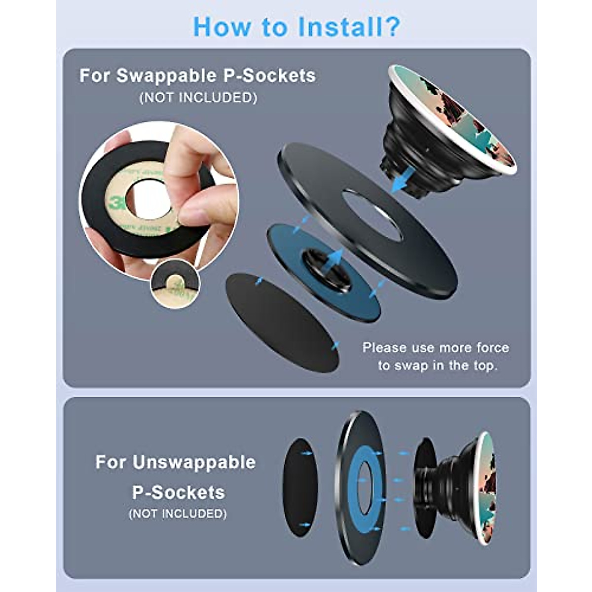 SUPERONE Magnetic Base for P-Socket for MagSafe,【Smoother & Stronger】, Enjoy The DIY for Socket【Base Only】 Super Slim, Remove and Reposition, Fit for iPhone 15 14 13 12 Pro/Max/Plus/Mini