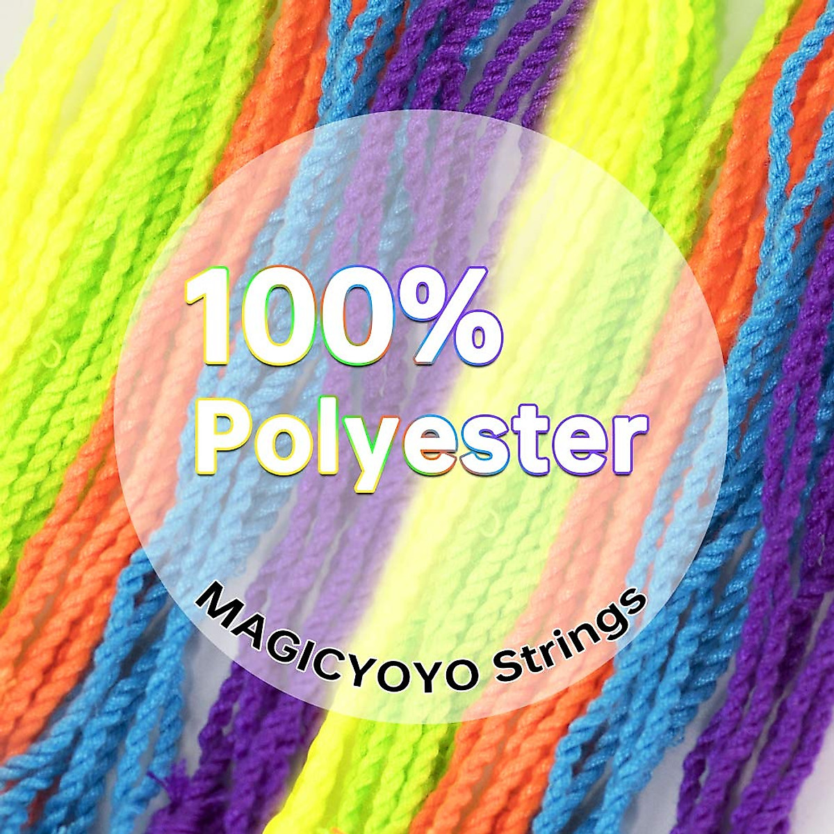 Yoyo Strings Pack of 25 - Professional Yoyos String Replacement, Polyester Yoyo String for Responsive or Unresponsive Yoyo, Rainbow Colors - Blue, Green, Yellow, Orange, Purple