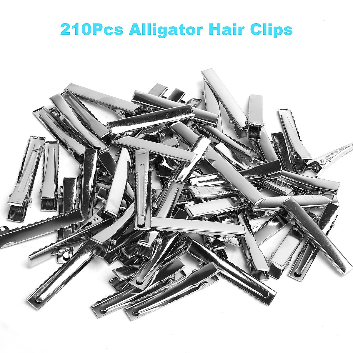 Alligator Hair Clips, 210 PCS Single Prong Metal Clips for Hair Bows and Crafts - Silver Flat Gator Clips in Bulk DIY Supplies for Accessory Making (1.8 Inch & 2.2 Inch) Aisuly
