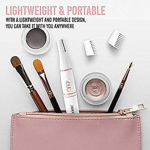 Brookstone Eyebrow Razor | Facial Hair Removal for Women for Fine Eyebrow and Unwanted Facial Hairs | Includes 2-Length Eyebrow Trimmer Guards | Portable