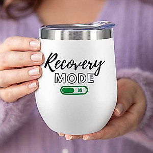 Personalized Recovery Mode On,After Surgery Gifts for Women,Get Well Soon Blessing Gifts,Motivational Idea for Patient,12 Oz Insulated Stainless Steel Travel Mug(White) (Pack of 1)