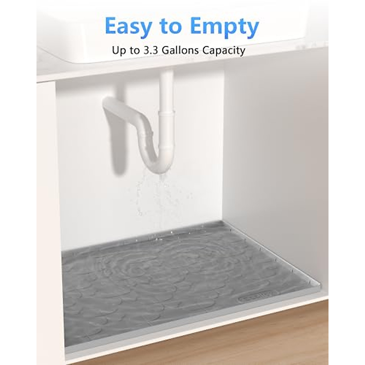 Waterproof Under Sink Mat for 34" x 22" Cabinet Protector, Silicone Sink Mat for Kitchen and Bathroom, Easy to Clean Kitchen Cabinet Liner Under Sink Drip Tray for Leaks
