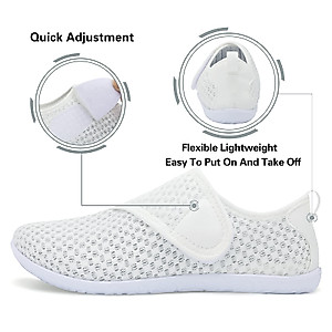 Lisdwde Womens Mens Athletic Hiking Water Shoes Quick Dry Barefoot Beach Walking Kayaking Surfing Training Shoes Mesh White 11-12 Women/9-10 Men