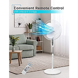 BLACK+DECKER 18-Inch, Stand Fan with Remote, White