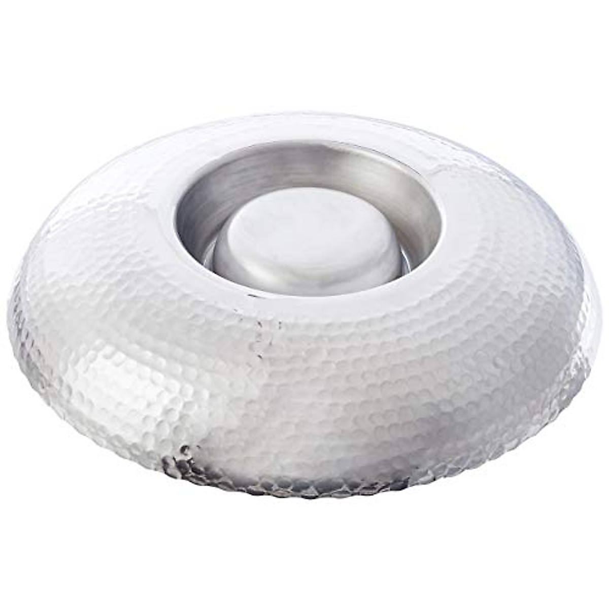KINDWER Hammered Aluminum Chip and Dip Bowl, 16-Inch, Silver