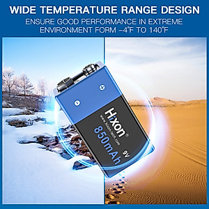 9V Rechargeable Battery Charger Pack, 8-Pack 850mAh 9 Volt Li-ion Batteries & 9v Battery Charger for Alarms,Smoke Detectors, Toys, Flashlights, Guitar, Keyboard,Wireless Microphones & More