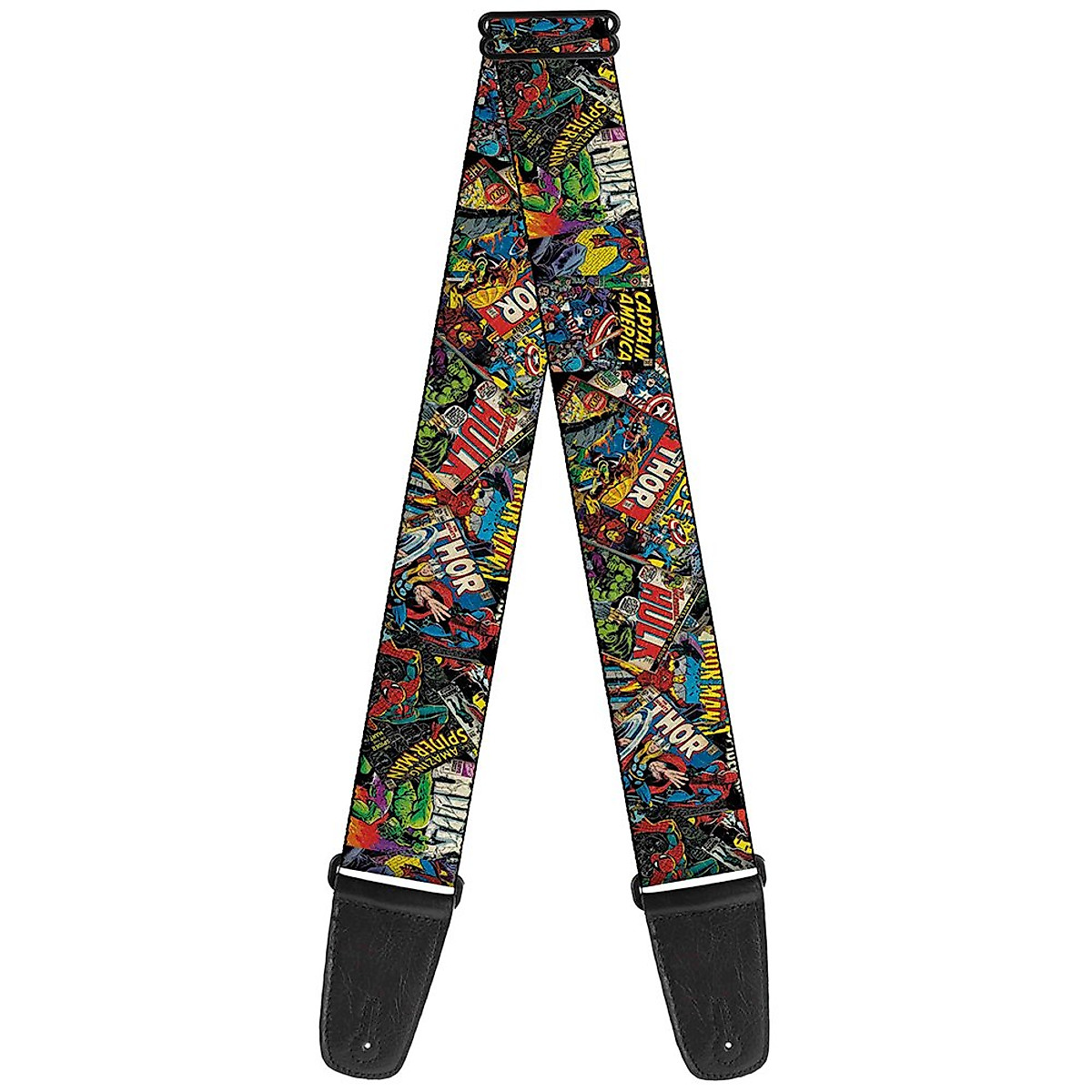 Buckle-Down GS-WAV035 Guitar Strap - Retro Marvel Comic Books Stacked CLOSE-UP, 2" Wide & 29-54" Length,Multicolor