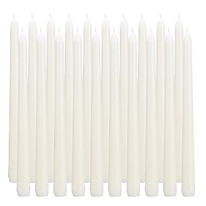 flamecan Ivory Taper Candles, Set of 20 Unscented and Smokeless 10 Inch Taper Candles Long Burning, Paraffin Wax with Cotton Wicks for Burning Approxinately 7-8 Hours Time