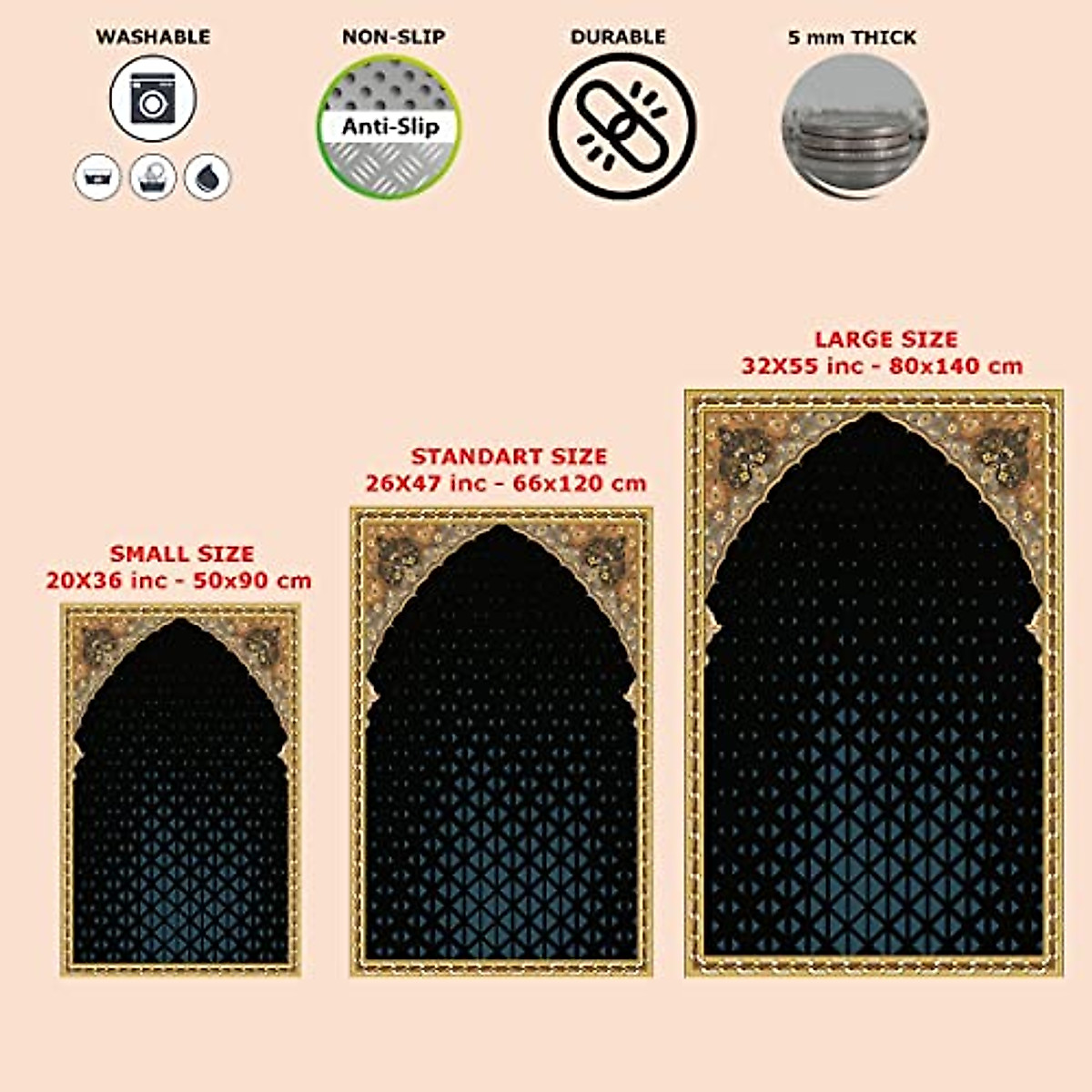 Muslim Prayer Mat, Muslim Prayer Rug, Turkish Prayer Rug, Prayer Mat Personalise, Custom Prayer Rug, Islam Rug Wall,Muslim Carpet,Prayer Mat (26x47 inc - 66x120 cm)