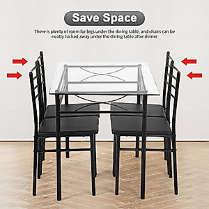 Dining Table Set Kitchen Table and Chairs for 4 Kitchen Table Dining Room Table Set Home Furniture Rectangular Modern Chairs with Metal Legs for Breakfast Nook Kitchen Dining Room (Glass)