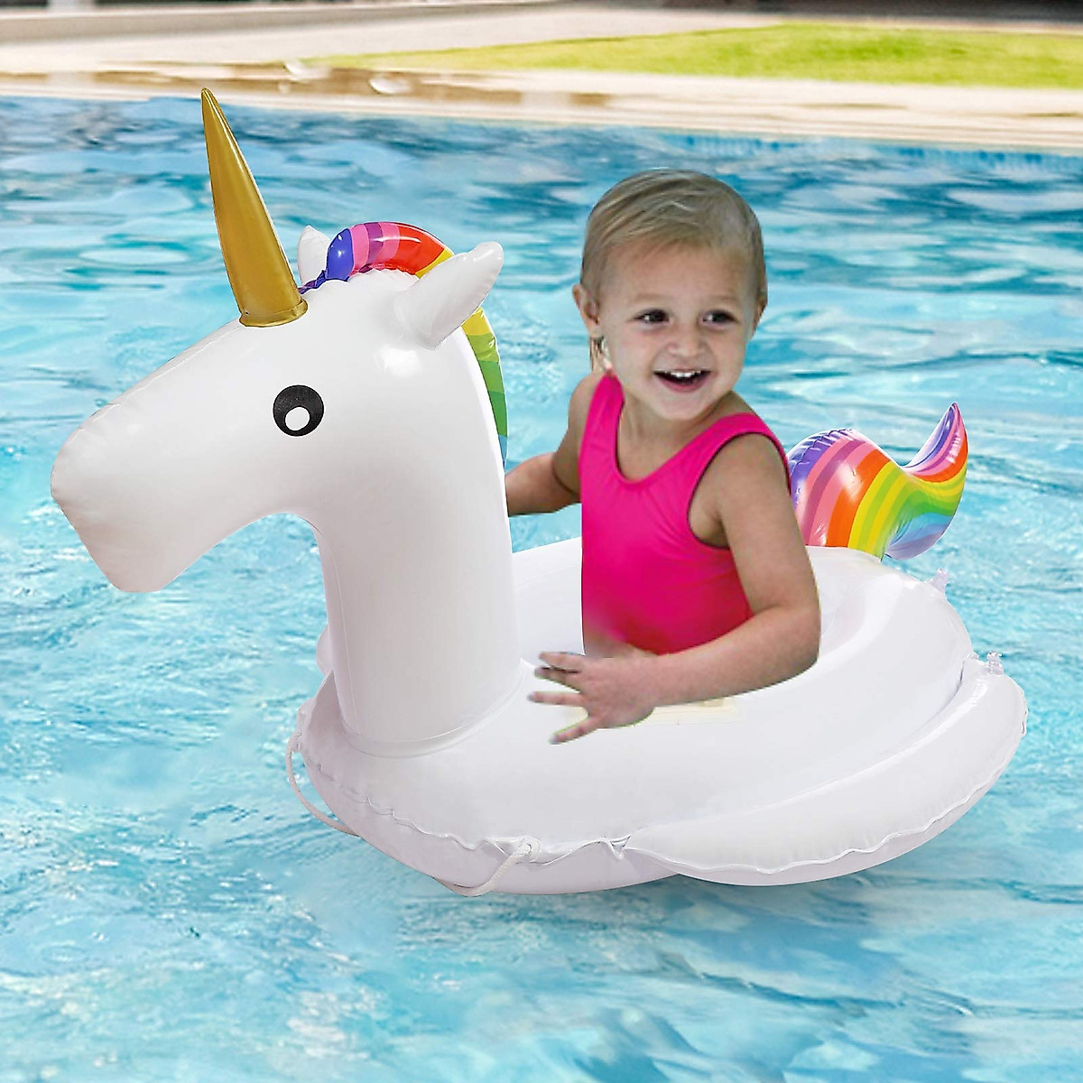 MorTime Baby Pool Float Unicorn Inflatable Swimming Ring Seat, 30" Unicorn Swim Float for Kids Toddlers Babies 1-6 Years