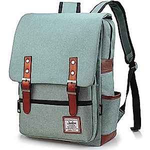 Junlion Vintage Laptop Backpack Gift for Women Men, School College Slim Backpack Fits 15.6 inch Macbook Green