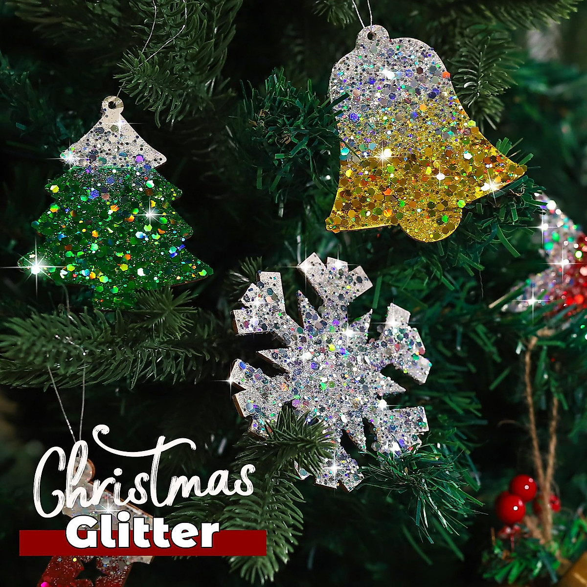 Holographic Chunky Glitter, 160G/5.64OZ Craft Glitter for Resin, Metallic Iridescent Chunky Fine Glitter Sequin Flake Bulk, Nail Glitter for Makeup Body Face Eye, Epoxy Tumbler, LEOBRO Silver Glitter