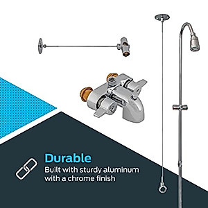 EZ-FLO 27 x 42 Inch Bathcock Type Portable Aluminum Add On Shower Unit with Shower Rod Frame, Chrome Plated, 11123