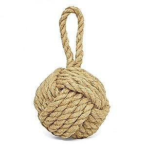 Pomeat Decorative Door Stop Rope Knot Nautical Door Stop Doorstop Outdoor Weighted Door Stopper for Door, Window Wedge, Bookend 6.25 inch (Natural)