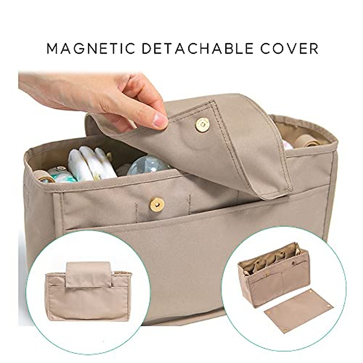 enreve Purse Organizer Insert, Bag Handbag Tote Organizer, Diaper bag, Bag in Bag for Longchamp and More (BEIGE)