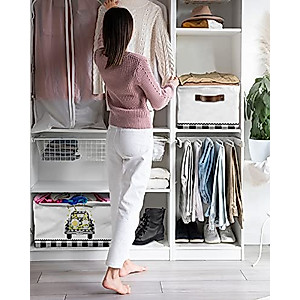 Cube Storage Bins Cloth Towel Organizer Picked Lemons Cartoon Gnome Truck Black and White Plaid Fabric Collapsible Storage Baskets with Handles for Home Office Closet Shelves Toy Nursery 1 Pack