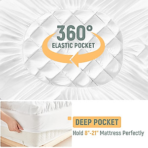 Minoroty Extra Thick Mattress Topper Twin Size, Down Alternative Fill Plush Mattress Pad Cover Topper, Cooling Pillow Top with 8-21Inch Deep Pocket, White