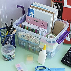 Tyminin Plastic Storage Bin with Handles/Lids, 6 L Small Latch Box, 6 Packs, T