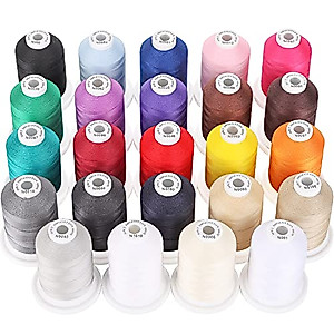 New brothread - 18 Options - Multi-Purpose 100% Mercerized Cotton Threads 50S/3 600M(660Y) Each Spool for for Quilting, Serger, Sewing and Embroidery - 24 Basic Colors