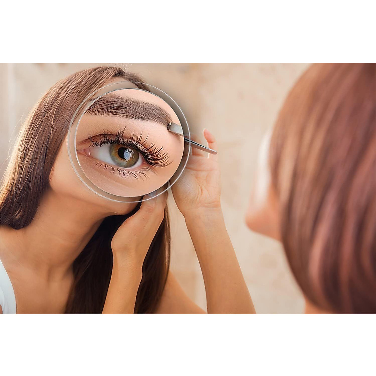 Mavoro Magnifying Mirror with Suction Cups - Triple Suction Cup Stick on Mirror with 10X Magnification. Portable Travel Makeup Mirror, Magnified Cosmetic Mirror