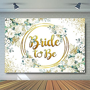 Avezano Bridal Shower Backdrop for Batcholette Party Bride to Be Green and Gold Eucalyptus Leave White Rose Flower Engagement Party Decorations Background Photoshoot (7x5ft)