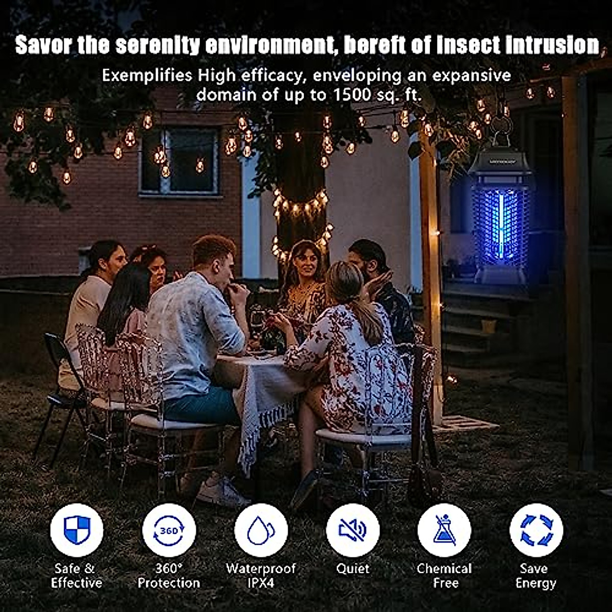 Wayrenjoy Bug Zapper Outdoor, Electric Mosquito Zapper, 20W Bulb IPX4 Waterproof Indoor Mosquito Killer Lamp 4200v Grid Fly Zapper for Home Kitchen Bug Light Moth Zapper Outdoor Backyard Garden Camp