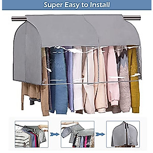 SLEEPING LAMB Expandable Hanging Closet Cover Shoulder Dust Cover Clothes Protector for Coats Suits Dresses, Grey