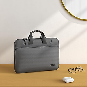 MOSISO 360 Protective Laptop Shoulder Bag Compatible with MacBook Air/Pro, 13-13.3 inch Notebook, Compatible with MacBook Pro 14 inch M3 M2 M1 2023-2021,Matching Color Sleeve with Belt, Black